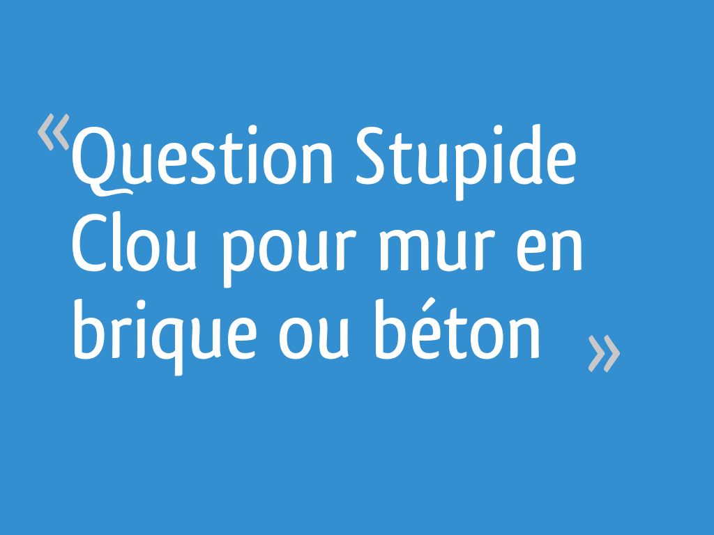 Question Stupide Clou pour mur en brique ou béton - 7 messages