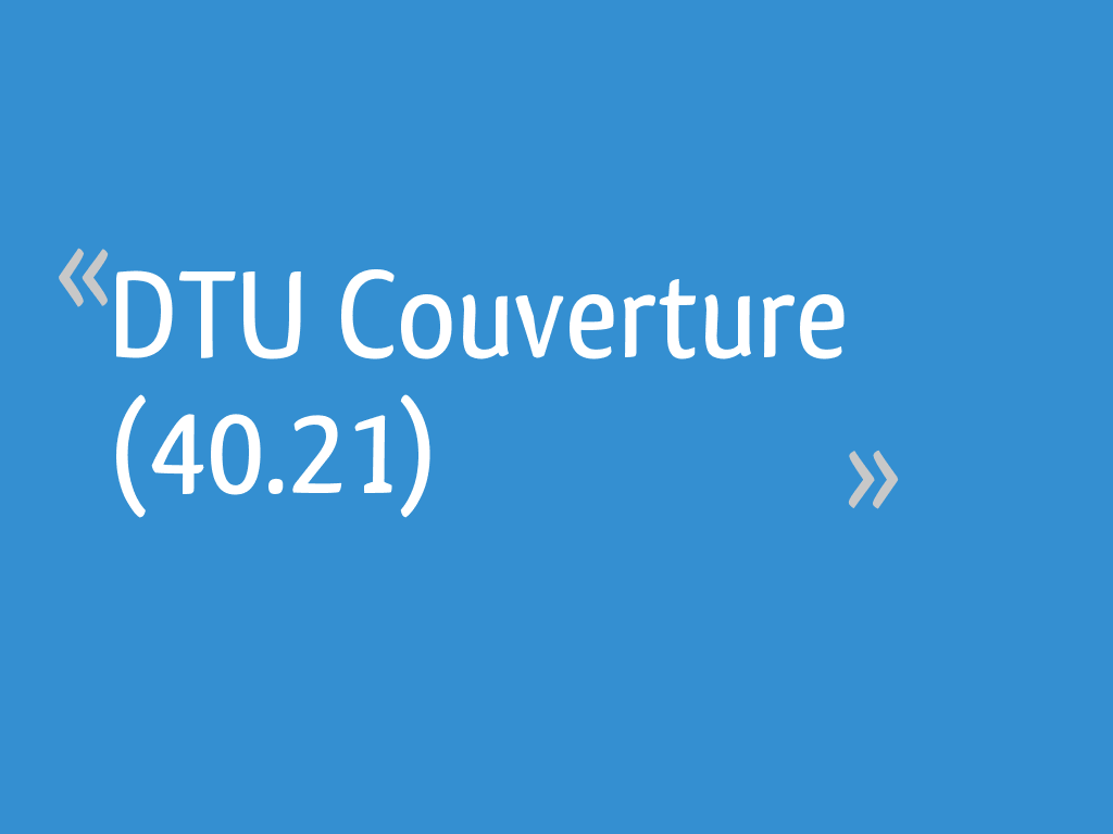 DTU Couverture (40.21) - 17 messages