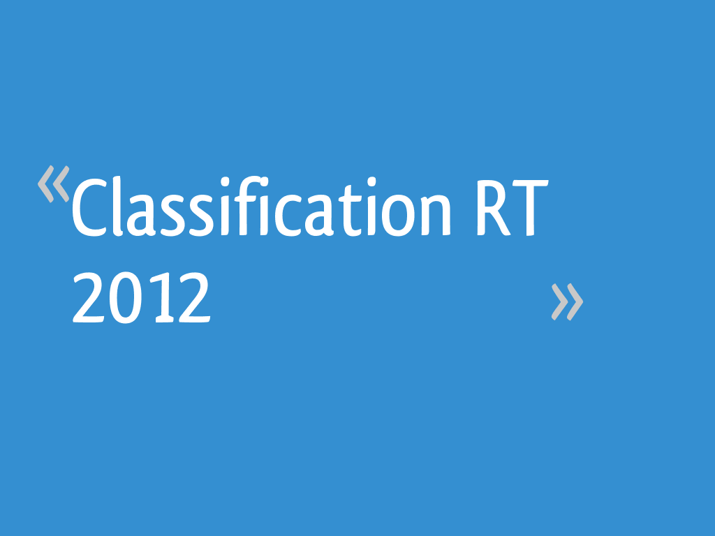 Classification RT 2012