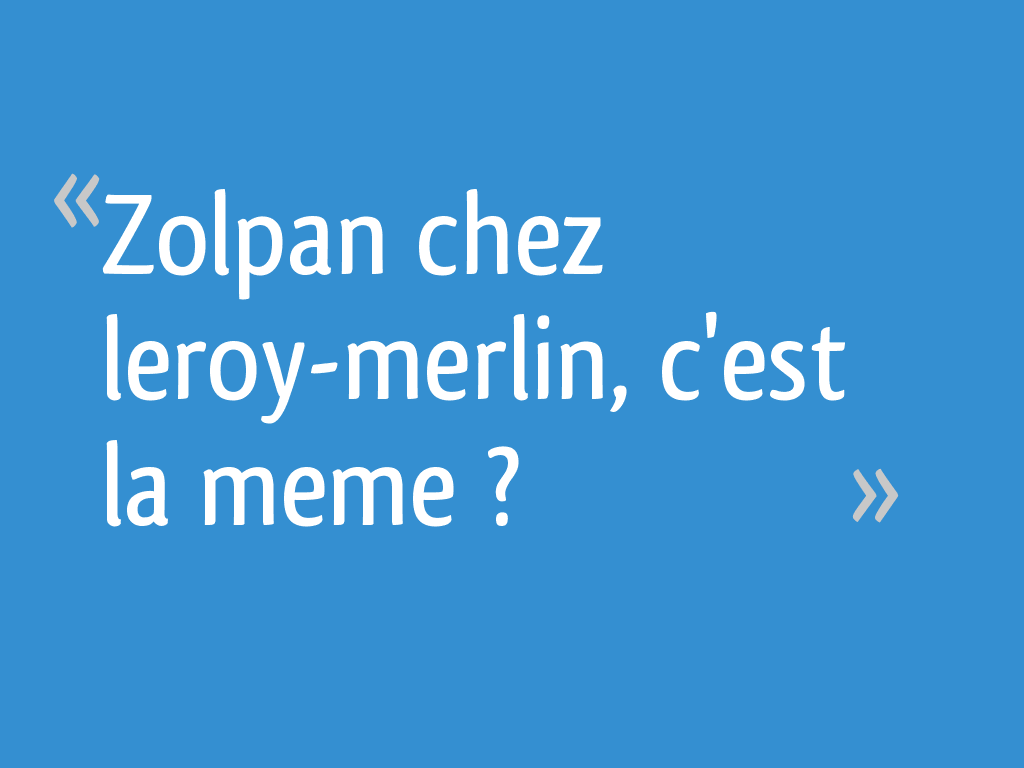 Zolpan chez leroy-merlin, c'est la meme ? - 11 messages