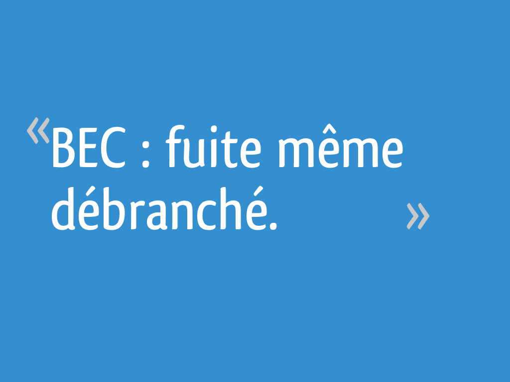BEC : fuite même débranché.