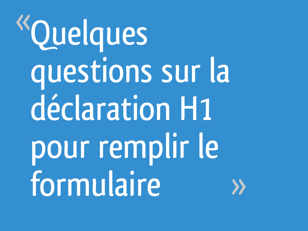 Quelques questions sur la déclaration H1 pour remplir le formulaire - 8 messages