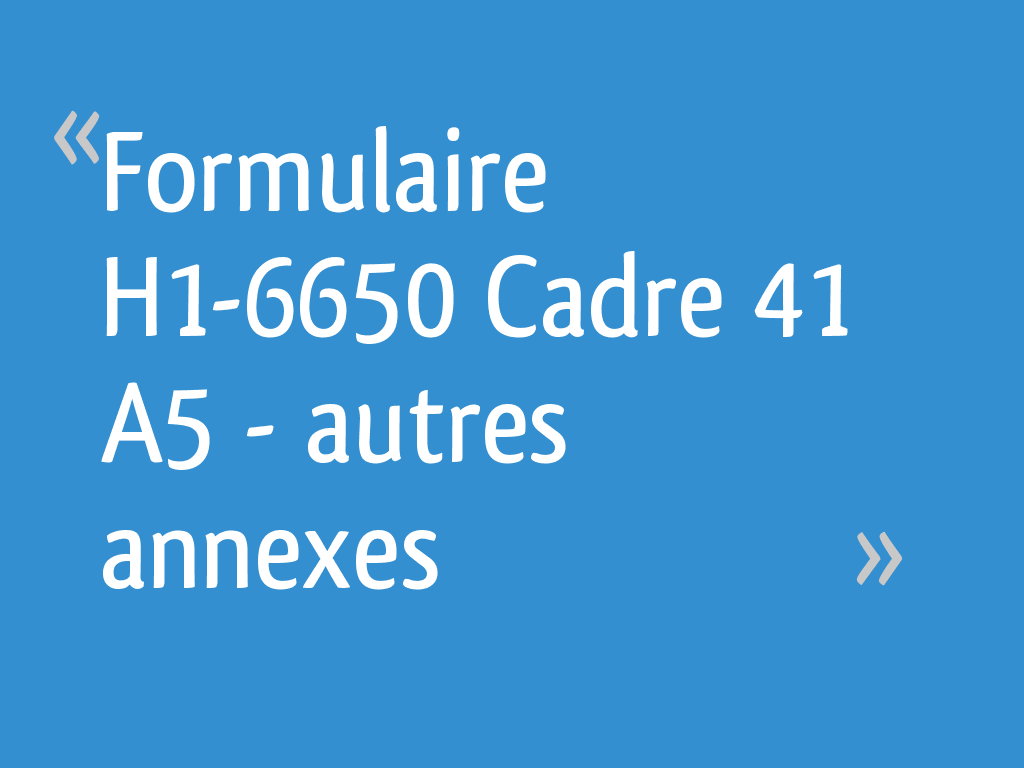 Formulaire H1-6650 Cadre 41 A5 - autres annexes [Résolu] - 5 messages