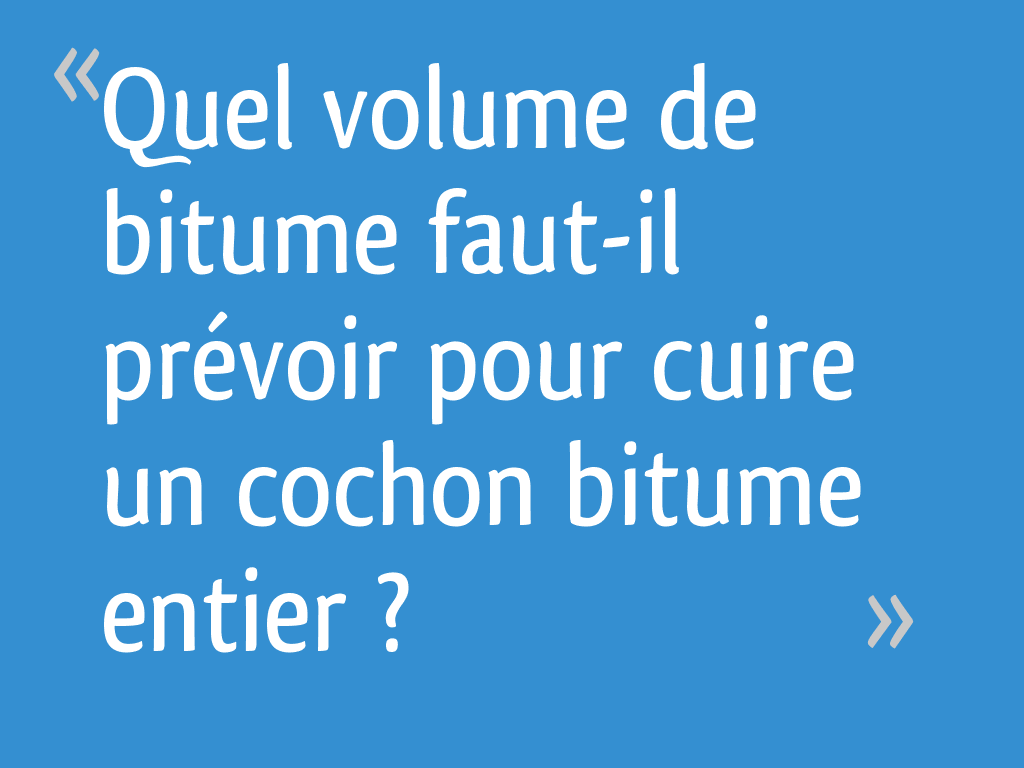 Quel volume de bitume faut-il prévoir pour cuire un cochon bitume ...