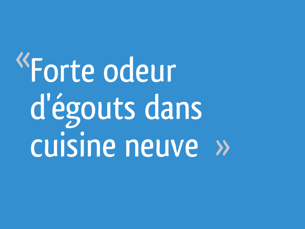 Forte odeur d'égouts dans cuisine neuve - 15 messages