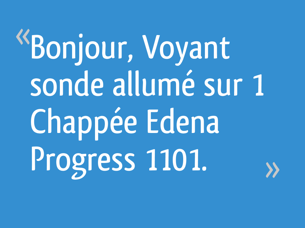 Bonjour, Voyant sonde allumé sur 1 Chappée Edena Progress 1101. [Résolu]