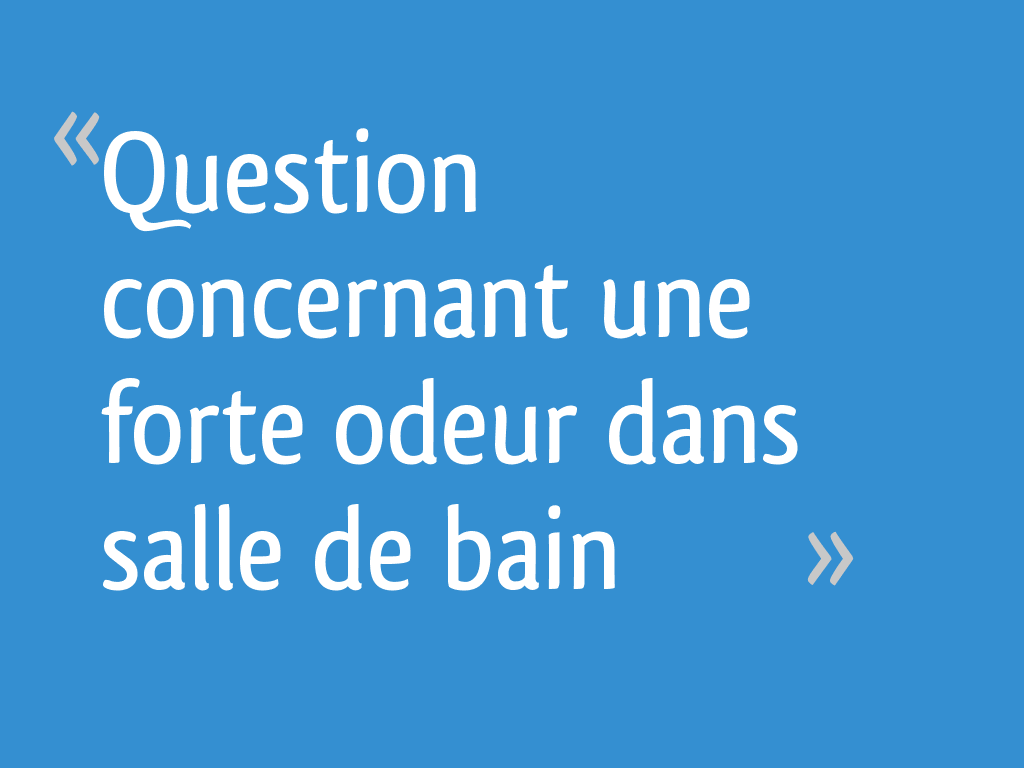 Question concernant une forte odeur dans salle de bain [Résolu] - 16 ...