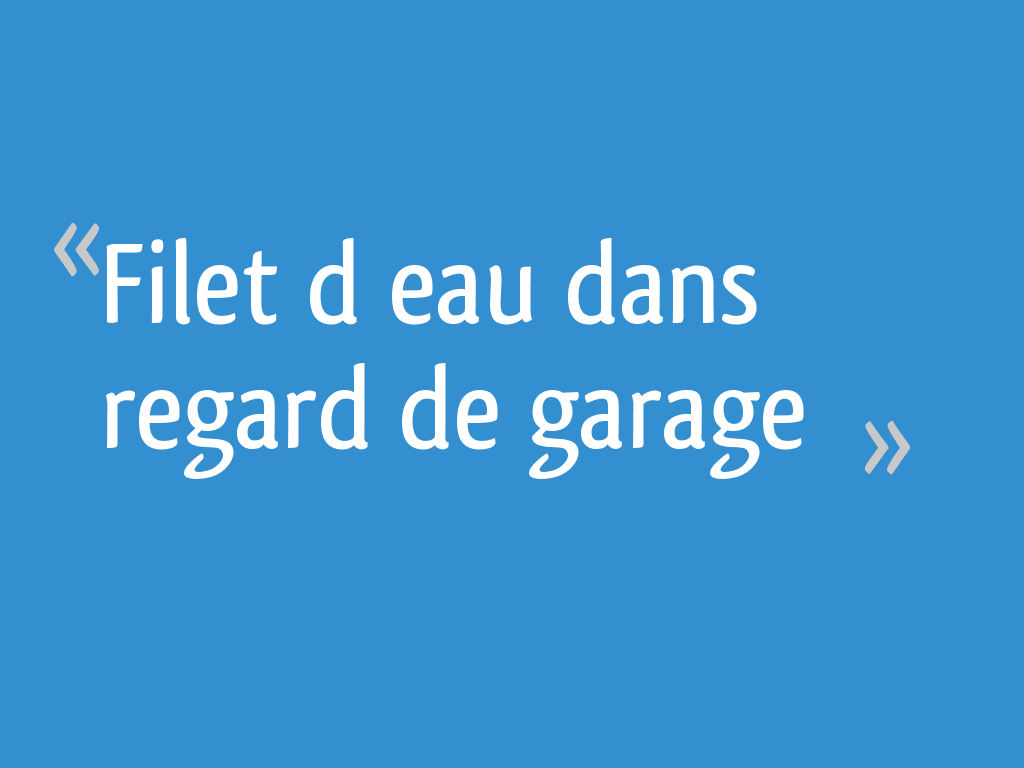 Filet d’eau dans regard de garage - 8 messages