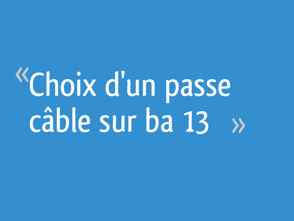 Choix d'un passe câble sur ba 13 - 10 messages